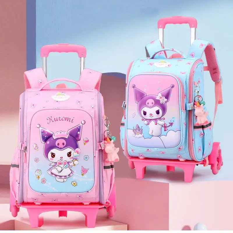 Miniso-Kawaii-Primary-School-Student-Six-Wheel-Trolley-Schoolbag-Kuromi ...