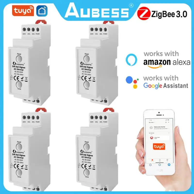 Aubess-Zigbee-Din-Rail-AC-Dimmer-APP-Push-Switch-Remote-Control-35MM ...