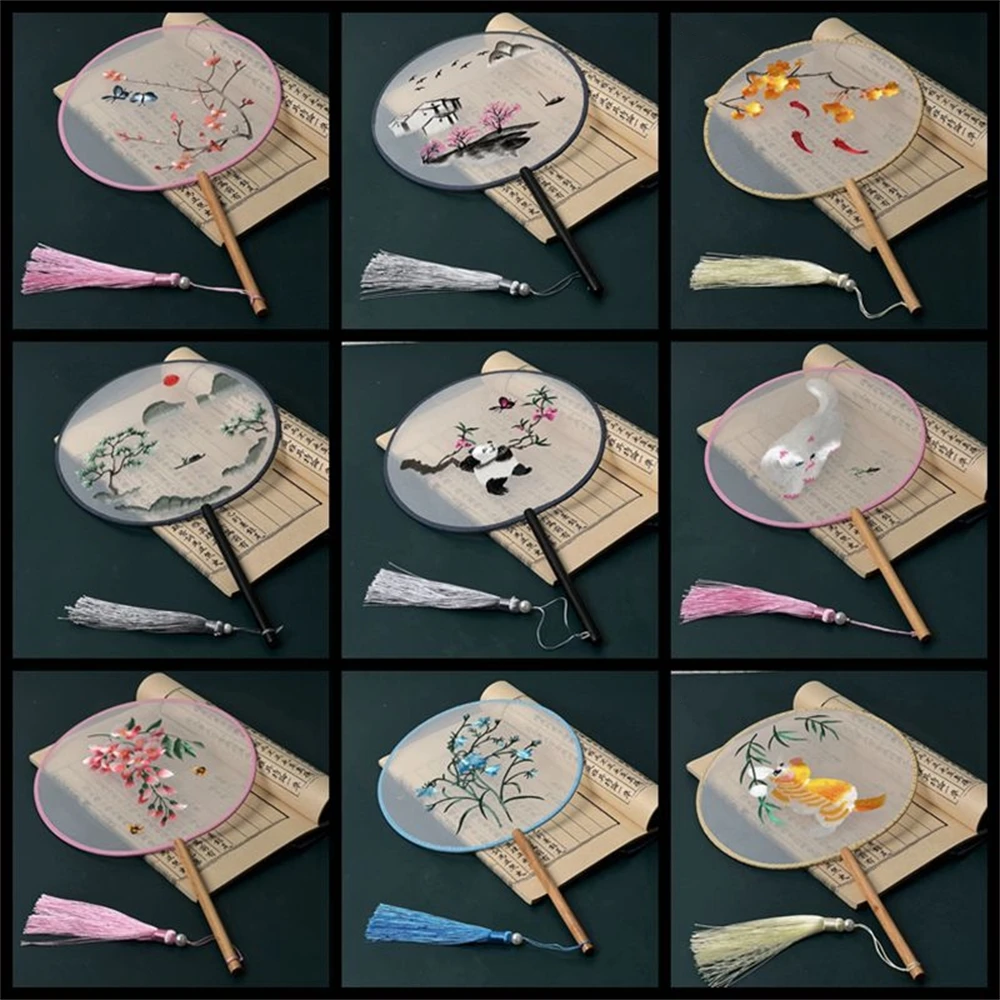 Chinese-Ancient-Style-Round-Fan-Silk-Embroidered-Cheongsam-Fan-Dance ...