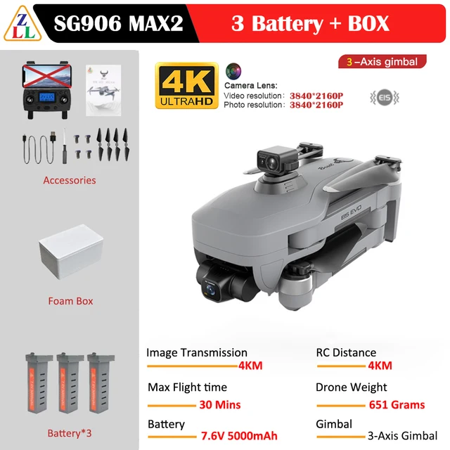 SG906 MAX2 Professional Drones 360 Laser Obstacle Avoidance 4K Camera ...