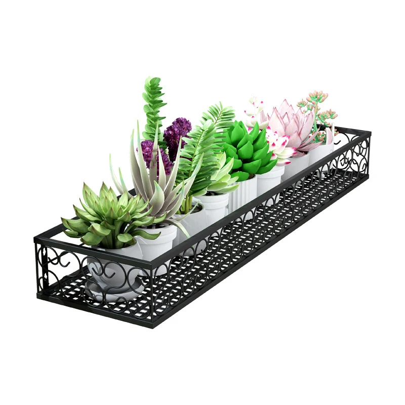 Balcony Flower Stand Hanging Wrought Iron Guardrail Flowers Pot Hanger ...