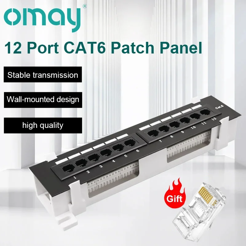 OMAY-Network-Tool-Kit-12-Port-CAT6-Patch-Panel-RJ45-Networking-Wall ...