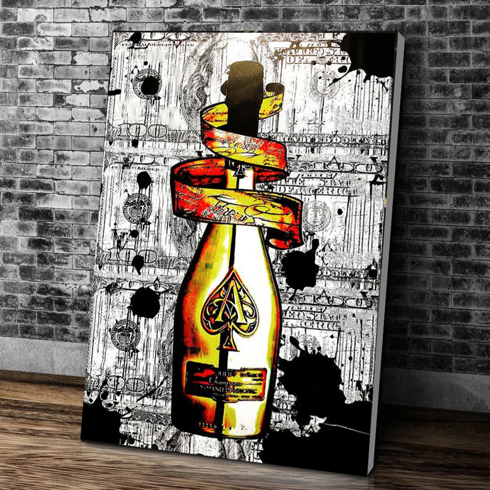 Graffiti-Luxury-Champagne-Bottle-Canvas-Painting-Wall-Art-Street-Art ...