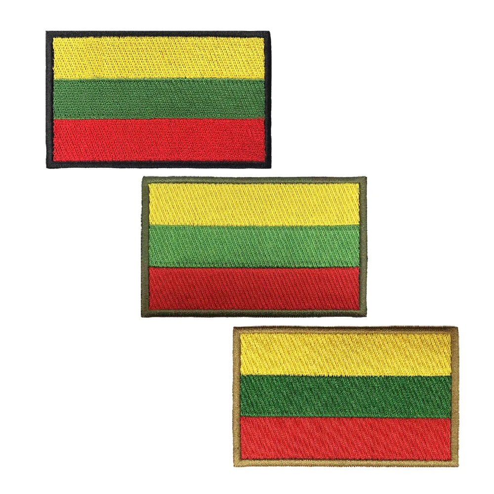 1PC-Lithuanian-Flag-Lithuania-Armband-Embroidered-Patch-Hook-Loop-Or ...