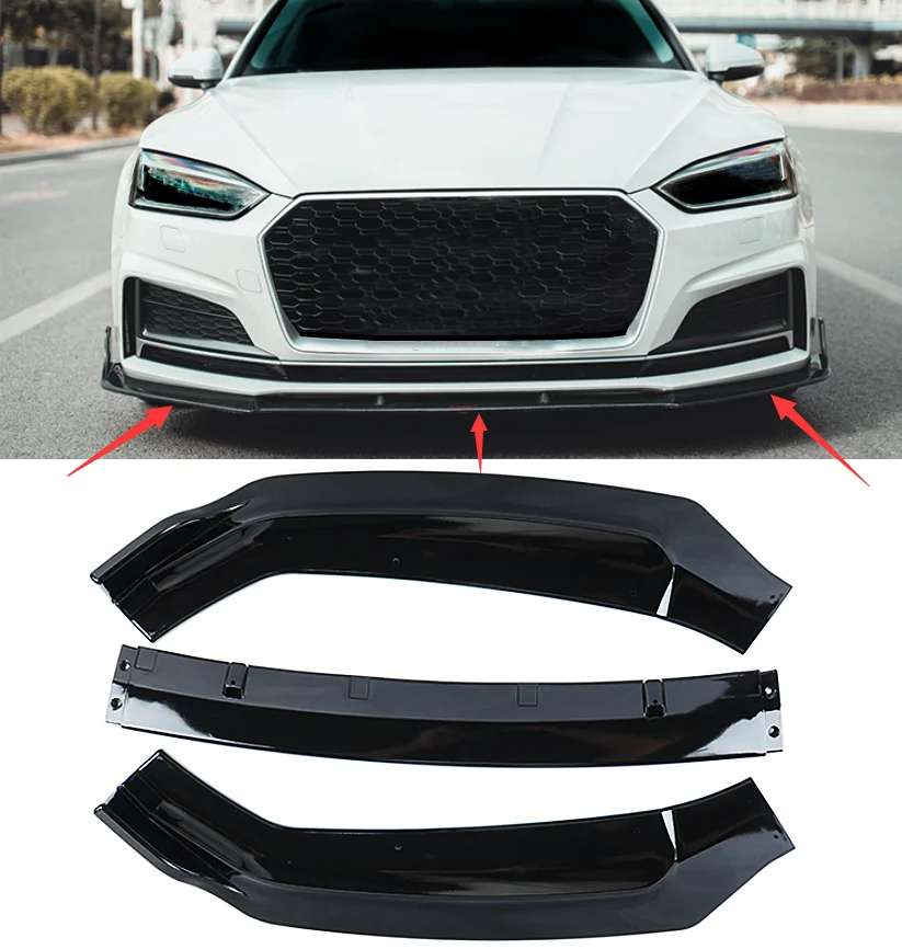 Car-front-bumper-lip-splitter-spoiler-kit-front-shovel-guard-For-Audi ...
