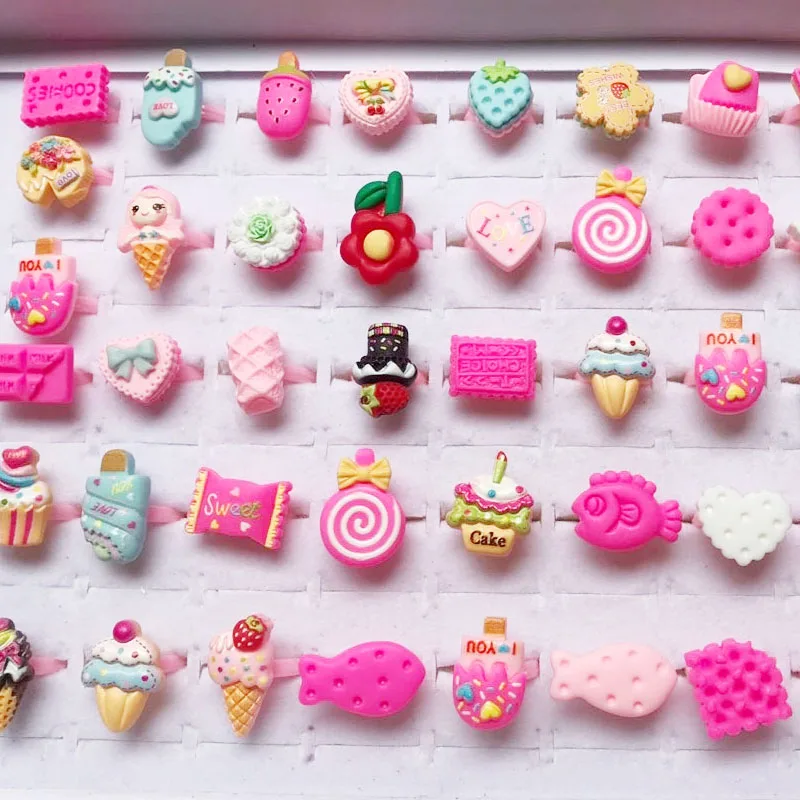 10Pcs-Cute-Children-s-Day-Mixed-Color-Jewelry-Plastic-Kids-Rings-for ...