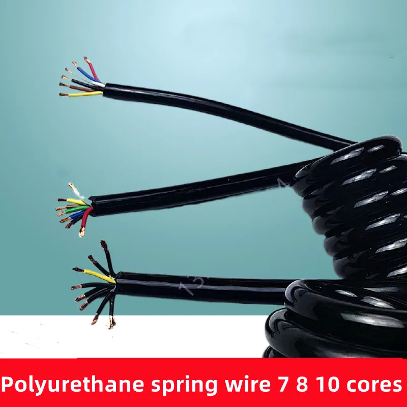 PU spring cable wire 7 8 10 core 15 13 20 18 17 awg stretch 1 2 3 4 5 6 ...