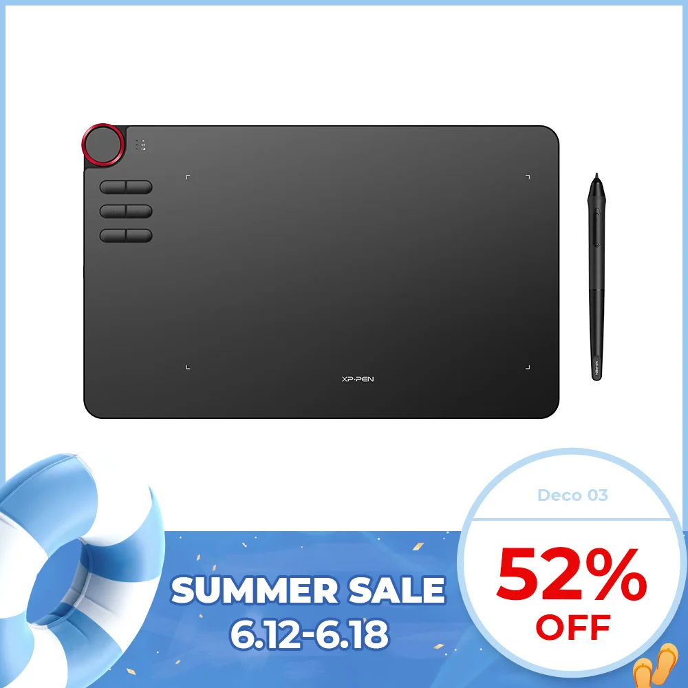 XPPen Deco 03 무선 2.4G 디지털 그래픽 드로잉 태블릿, 배터리 프리 패시브 스타일러스 및 6 단축키 포함 드로잉 ...