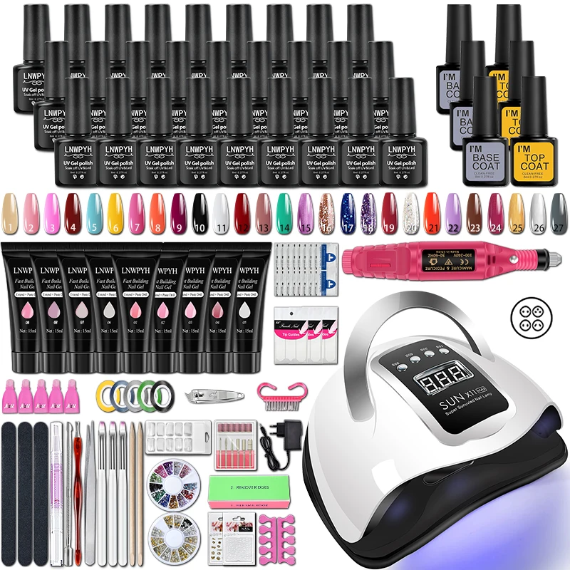 Professional-Gel-Nail-Polish-Set-With-132W-36W-LED-Nail-Lamp-Semi ...