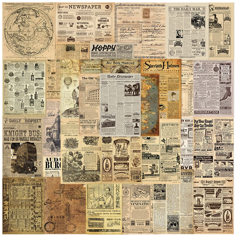 35pcs Retro Newspaper Magazine Posters Stickers Vintage Aesthetic ...