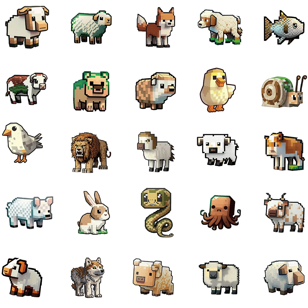 10/50Pcs Cool Stickers for Teens Animals Pixel Stickers for Laptop ...