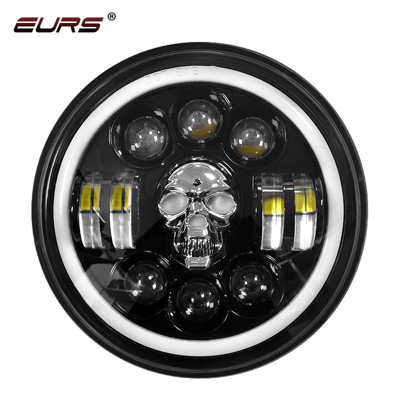 7 Inch Motorcycle Skull Headlight | Headlight Light Skull Motorcycle ...