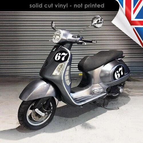 For 2x Oval Number 200x250mm Vinyl Decal Sticker Race Number Scooter ...