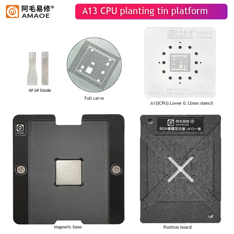 Amaoe A13 Cpu Bga Reballing Stencil Platform For Iphone 11/11pro/11 Pro ...