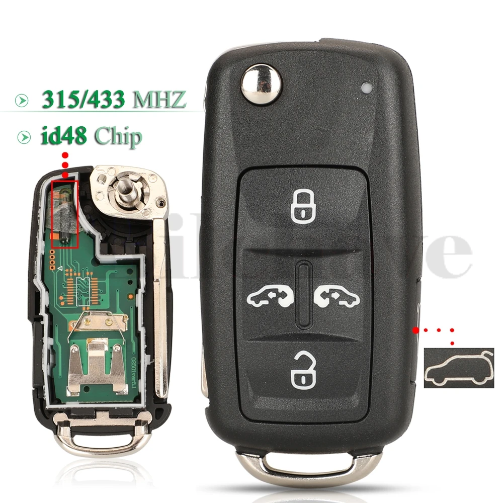 jingyuqin-5K0837202AD-For-VW-Sharan-Multivan-Caravelle-Flip-Remote-Car ...