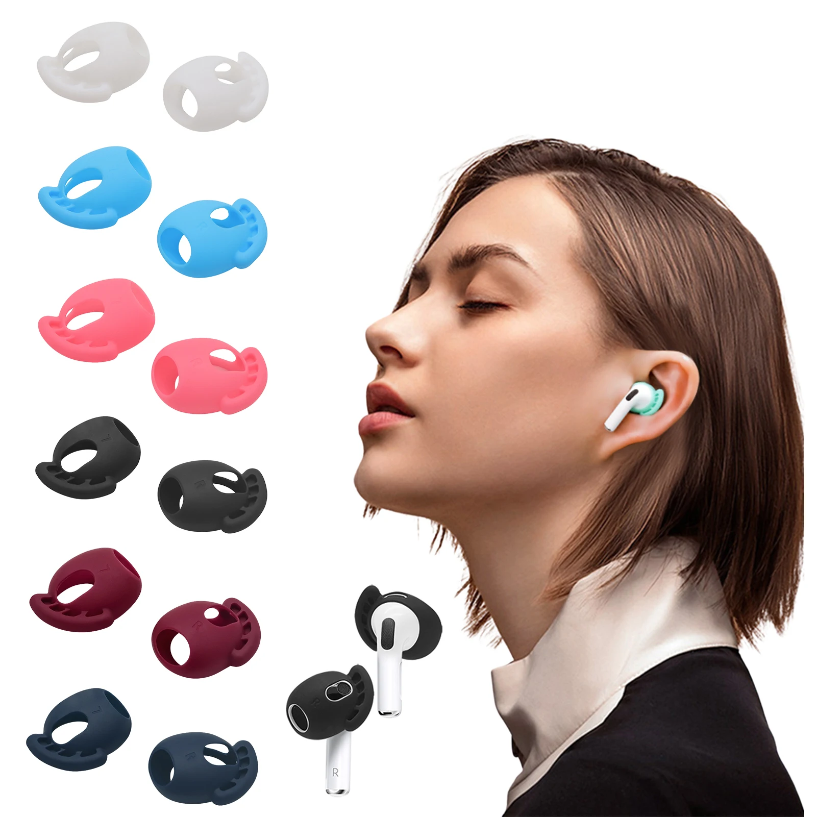 Silicone Earbuds Case ForEarplug Cover Anti lost Eartip Ear Hook Cap ...
