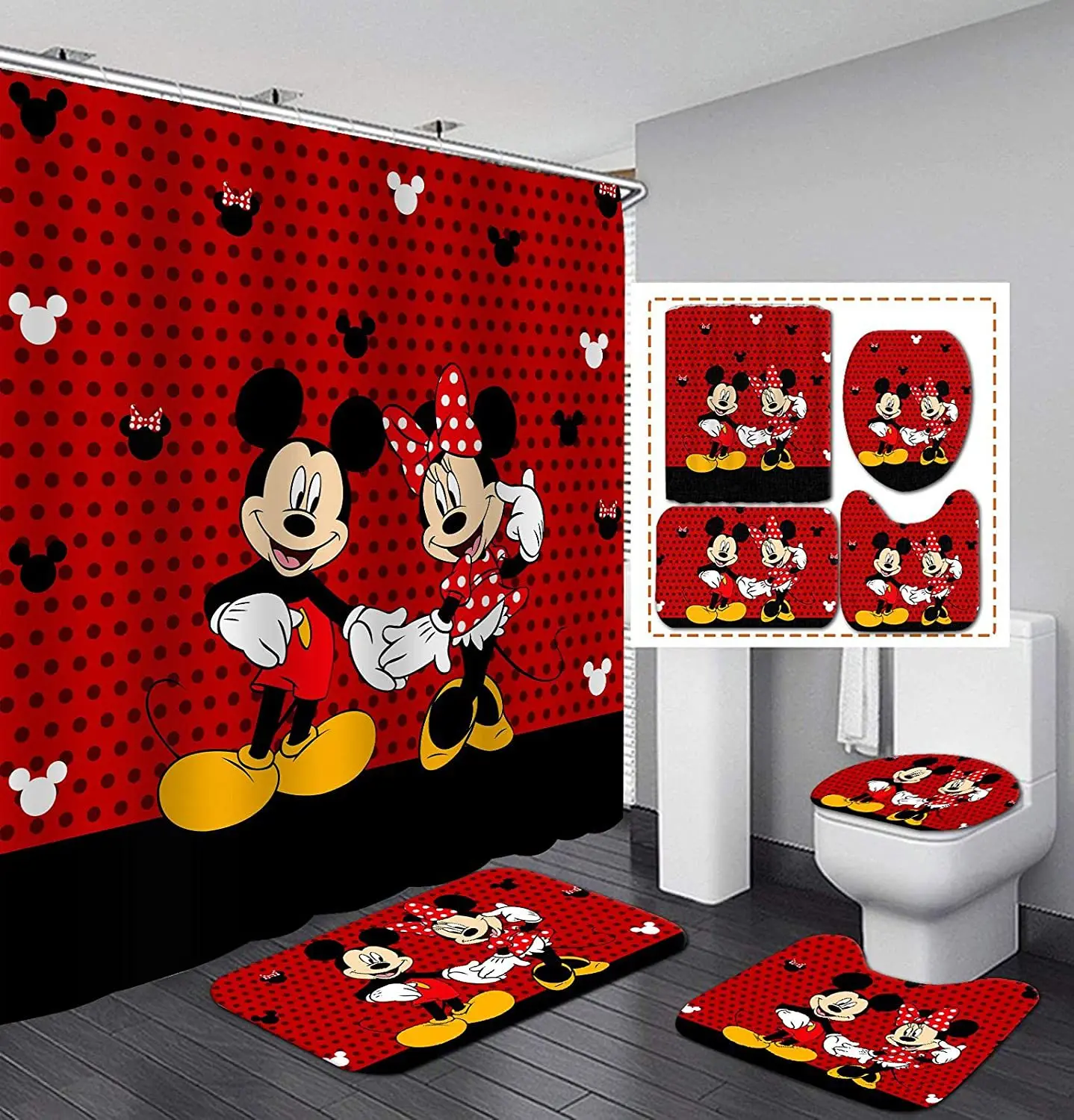 Mickey-Mouse-Shower-Curtains-Waterproof-Bath-Curtains-Cartoon-Print ...