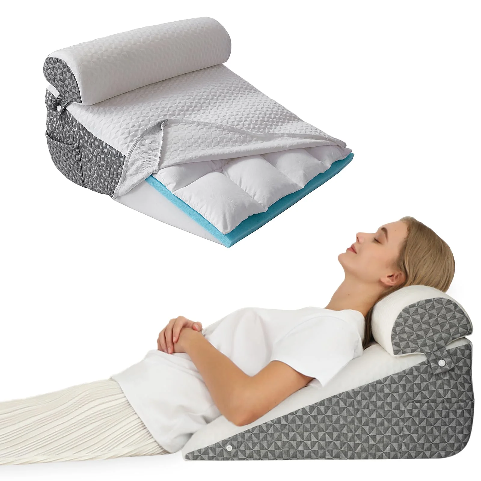Orthopedic Wedge Shaped Pillow Air Layer Memory Foam Triangle Cushion ...