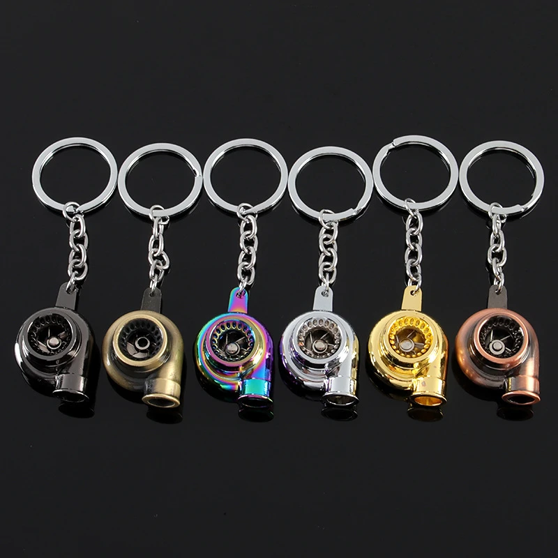 Mini Turbo Turbocharger Keychain Spinning Turbine Key Chain Ring ...