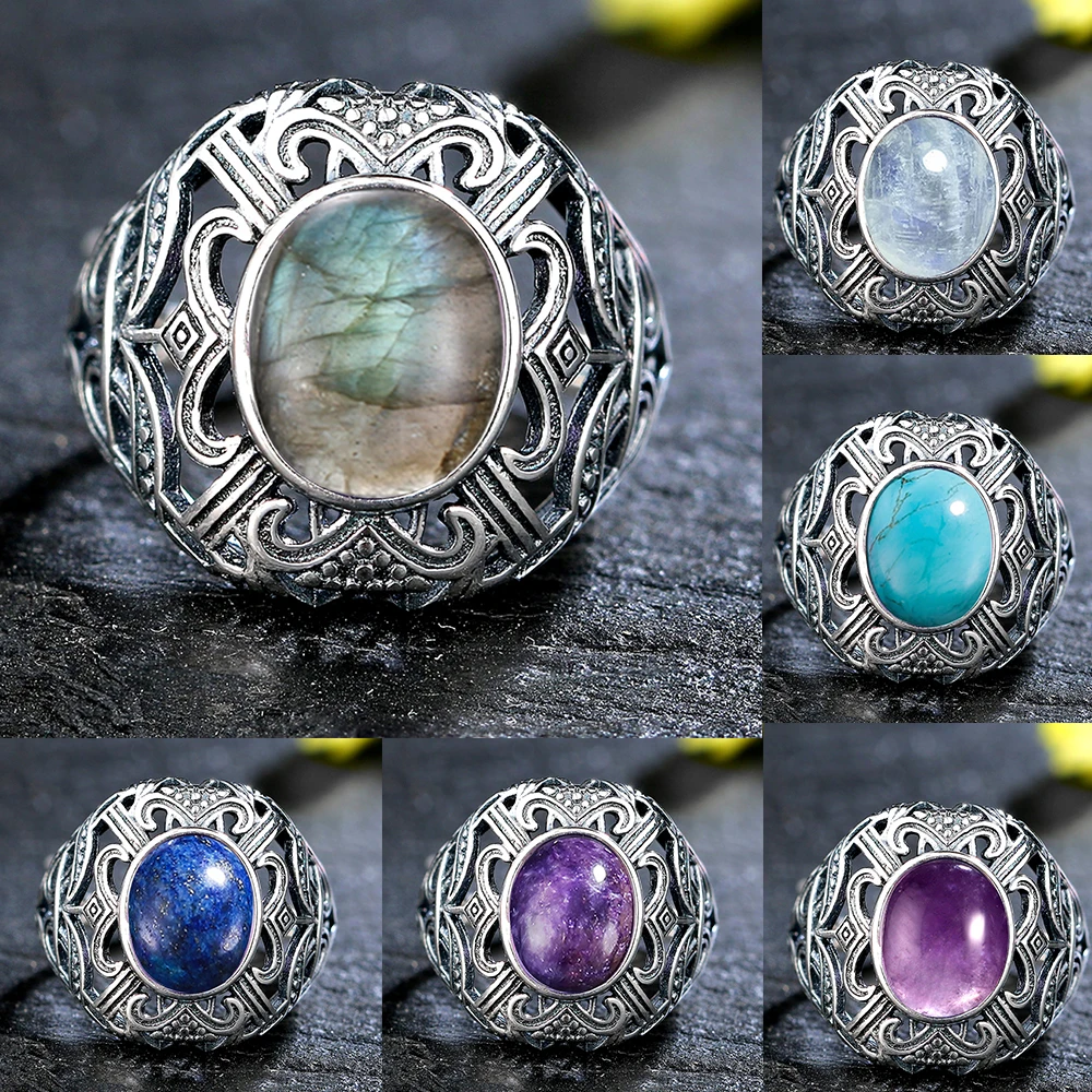 Sterling-Silver-925-Vintage-Ring-Oval-8x10MM-Natural-Tiger-s-Eye-Stone ...