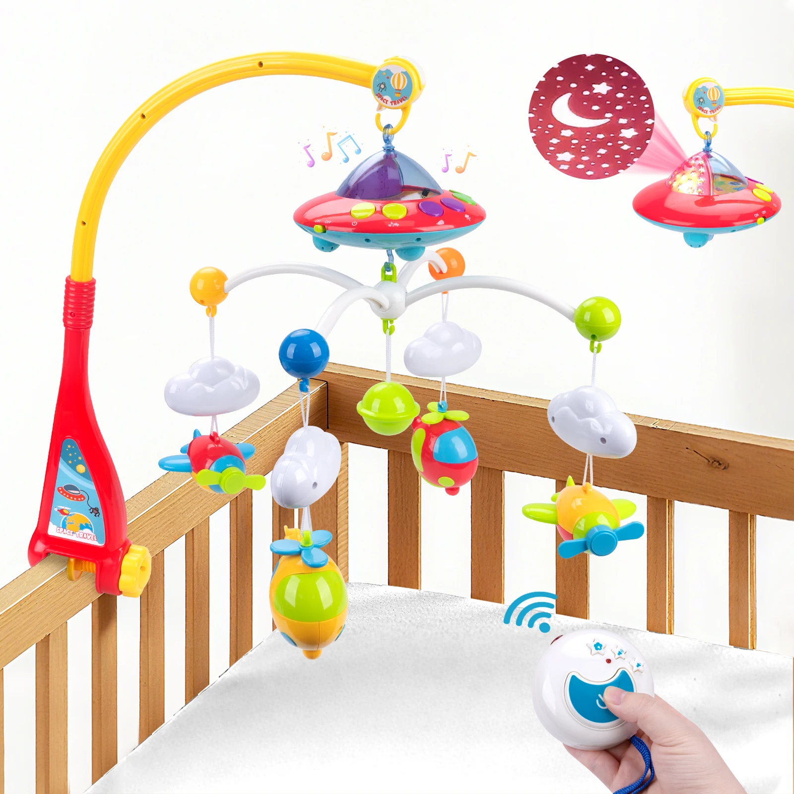 Musical Baby Crib Mobile with 108 Melody Lights Projection for Infants ...