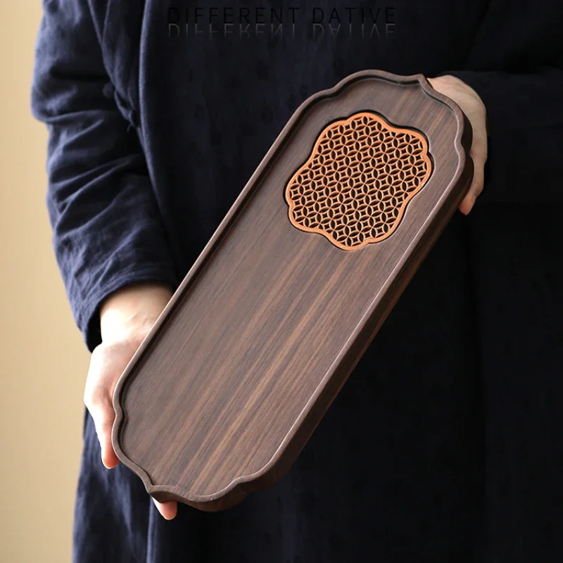 Light Luxury New Chinese Black Walnut Gong Fu Tea Tray Rectangle ...