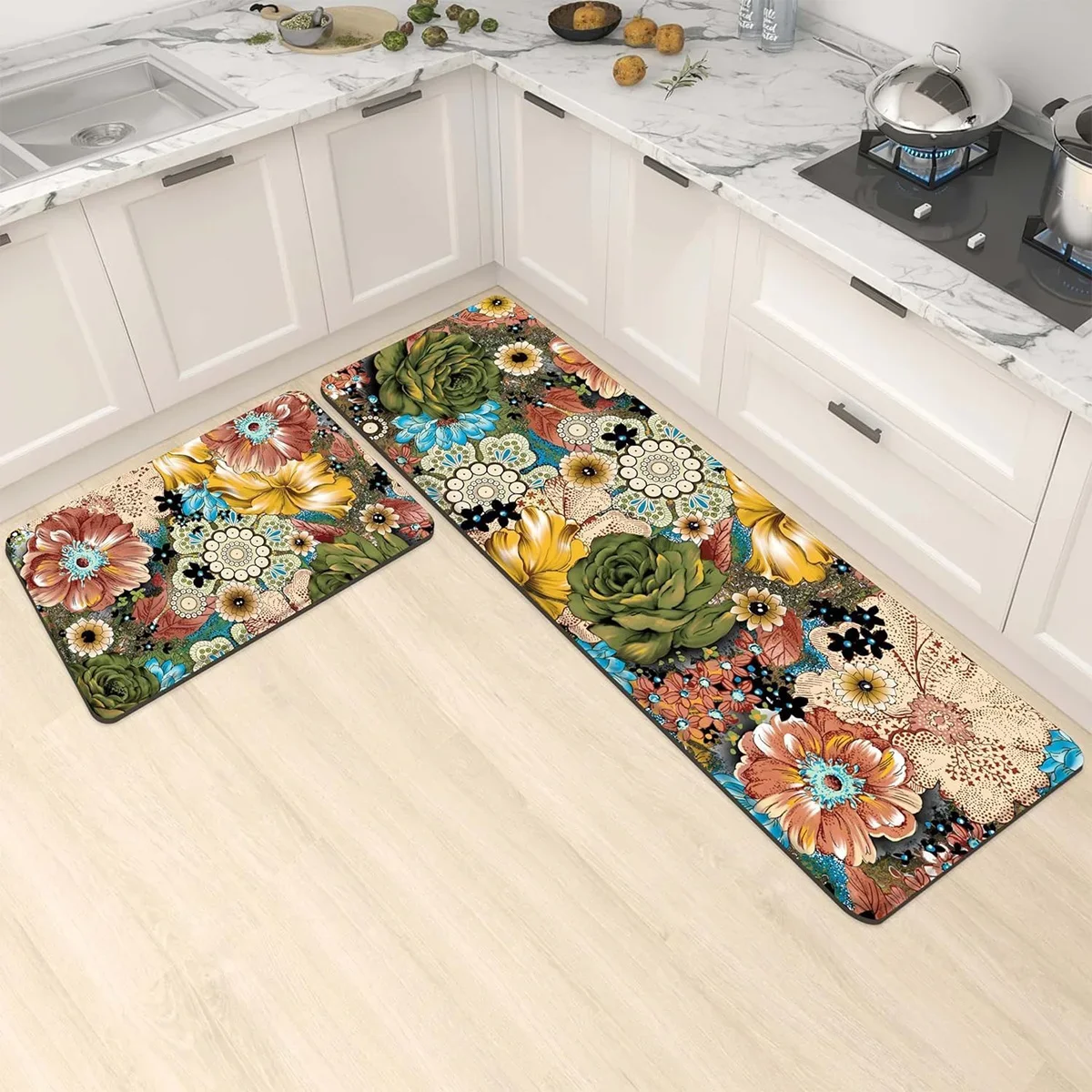 Bohemian-Style-Colorful-Flowers-Kitchen-Floor-Mat-Household-Door-Mats ...