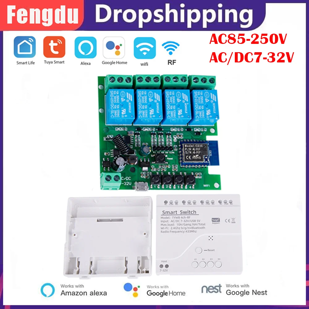 Tuya-4-Channels-Smart-Wifi-Relay-Switch-Module-12V-24V-220V-RF-433 ...