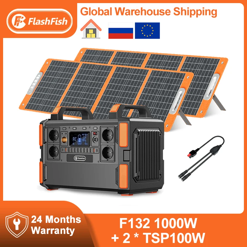 Flashfish 1000W Portable Power Station 1048Wh Solar Generator With 200W Solar Panel Kit 36V ...