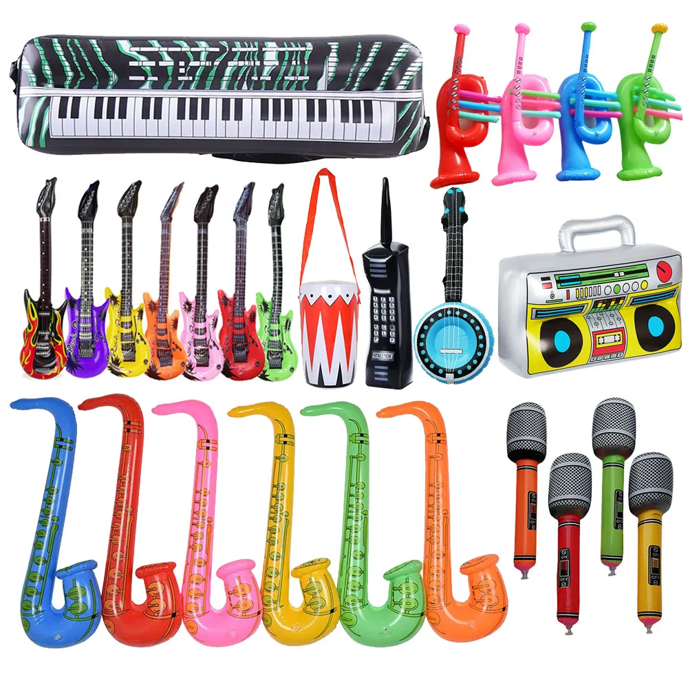 Inflatable-Musical-Instrument-Balloon-80s-90s-Party-Decorations-Guitar ...