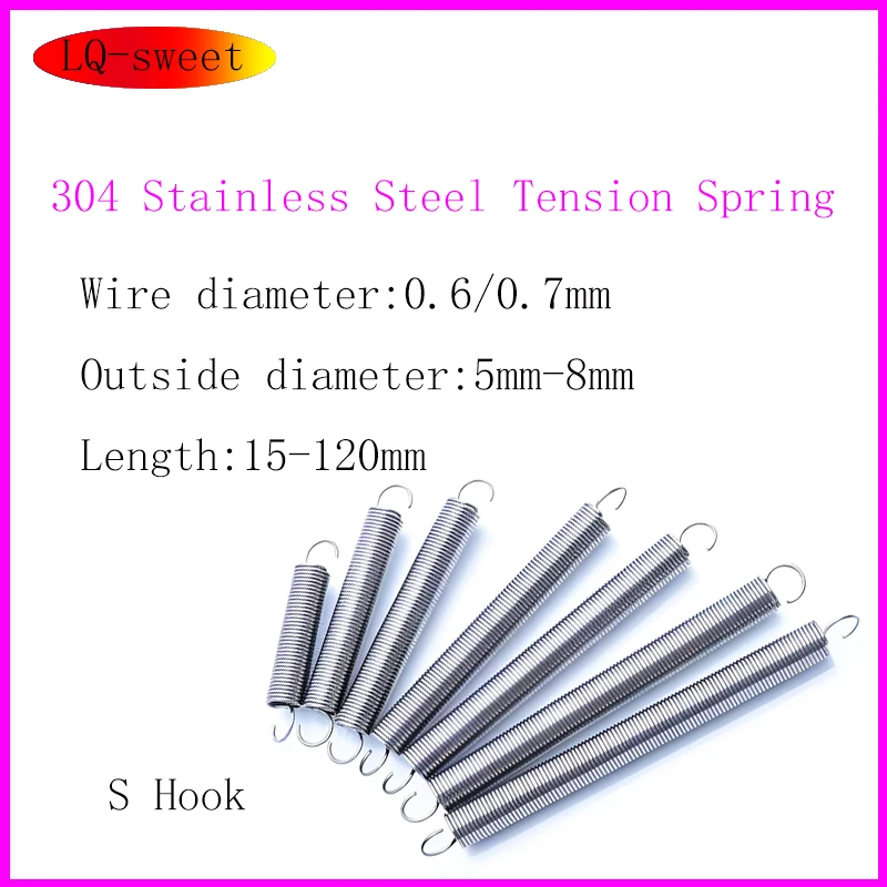304 Stainless Steel S Hook Spring Tension Spring Wire Diameter 0.6mm/0 ...