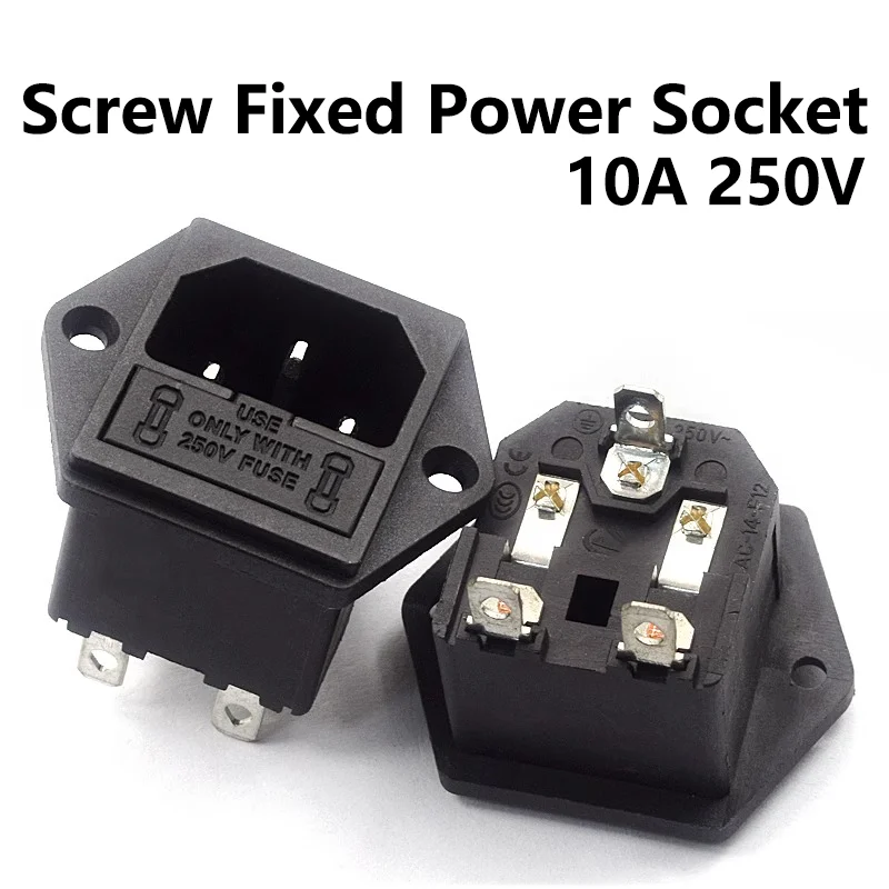 3Pins Panel Mounted Plug AC-03 Connector lEC320 C14 10A250V AC ...