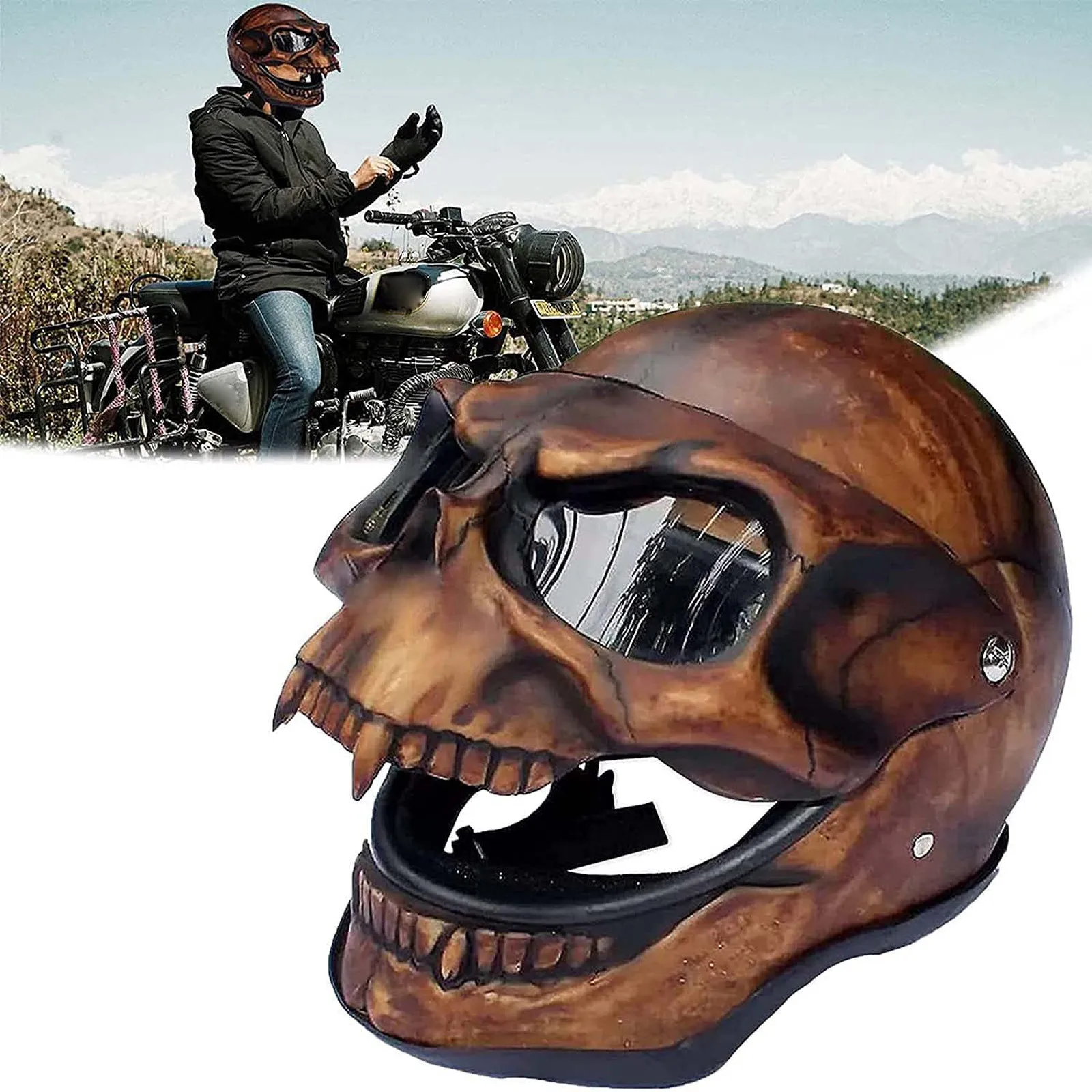 Skull-Skeleton-Motorcycle-Helmet-cover-Decoration-Tidy-mask-Horror-Cool ...