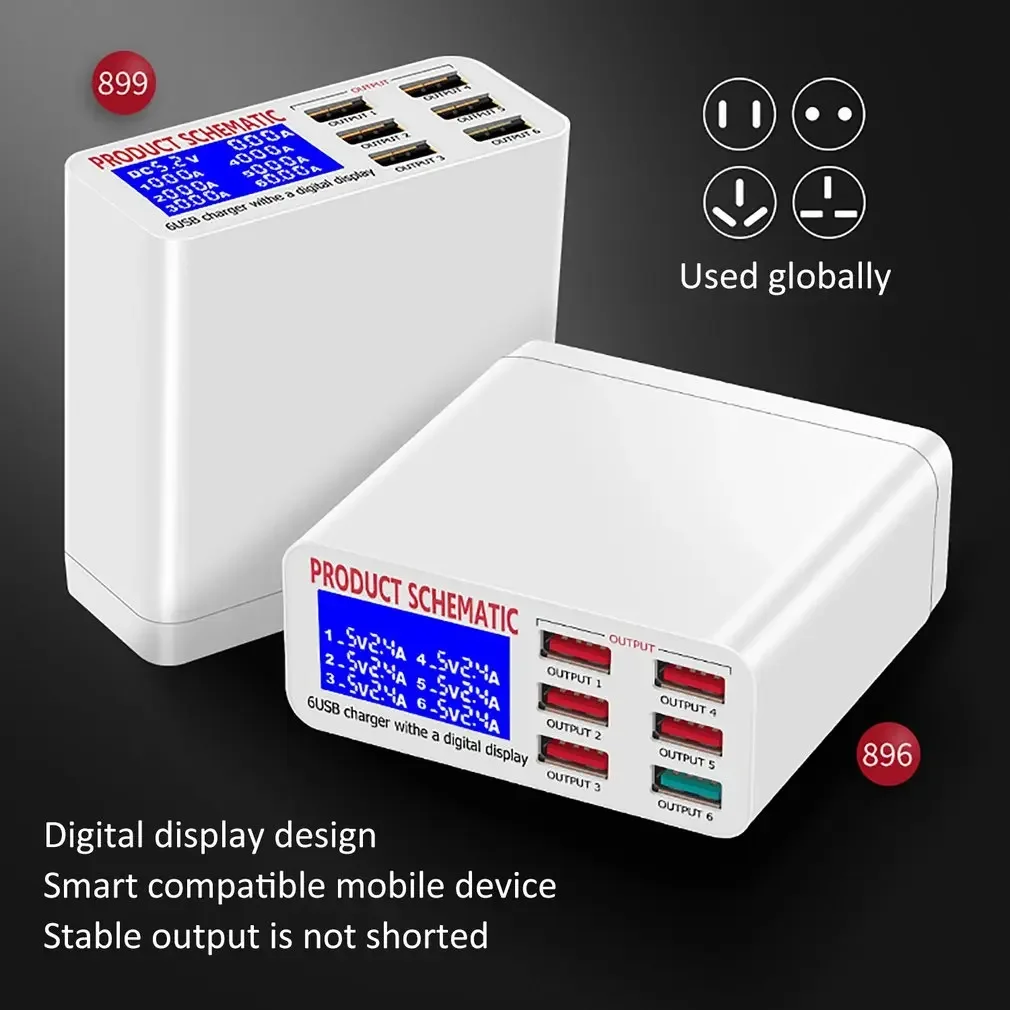 LCD-Multi-Fast-USB-Charger-Charge-Multiple-6-USB-Phone-Charging-Station ...