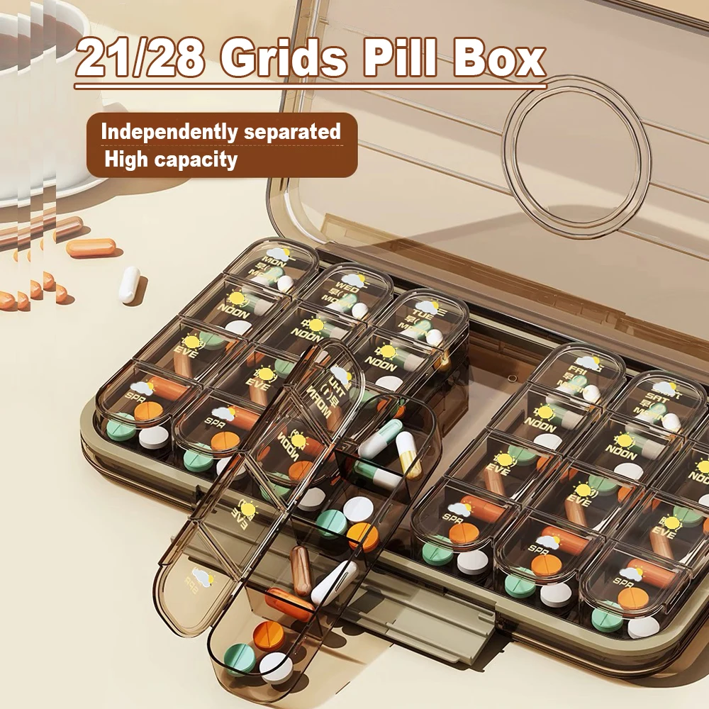 21-28-Grids-Weekly-Pill-Box-Large-Daily-Pill-Cases-Pills-Container ...