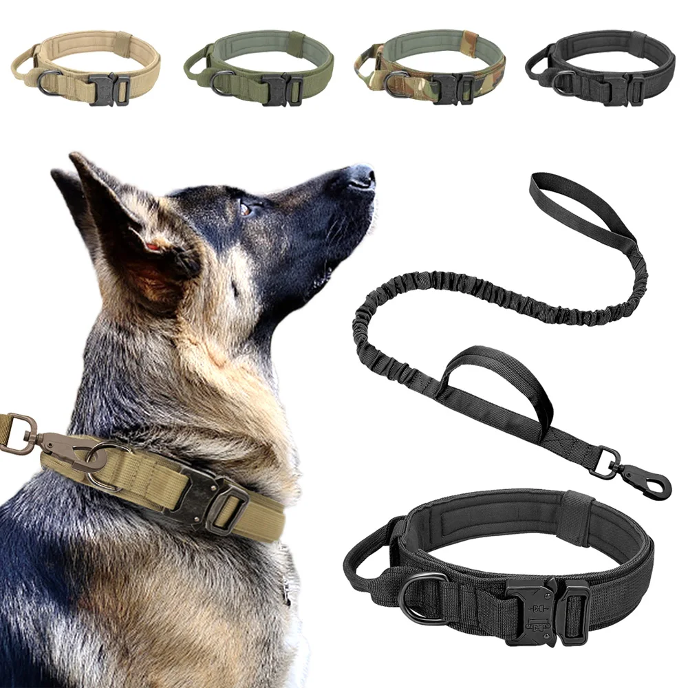 Tactical Dog Collar Military Adjustable Duarable Nylon Lead For Medium ...