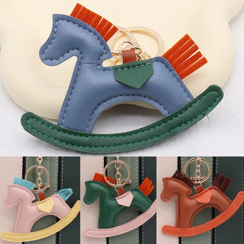 Trendy-PU-Leather-Rocking-Horse-Keychain-Cartoon-Pony-Animal-Pendant ...