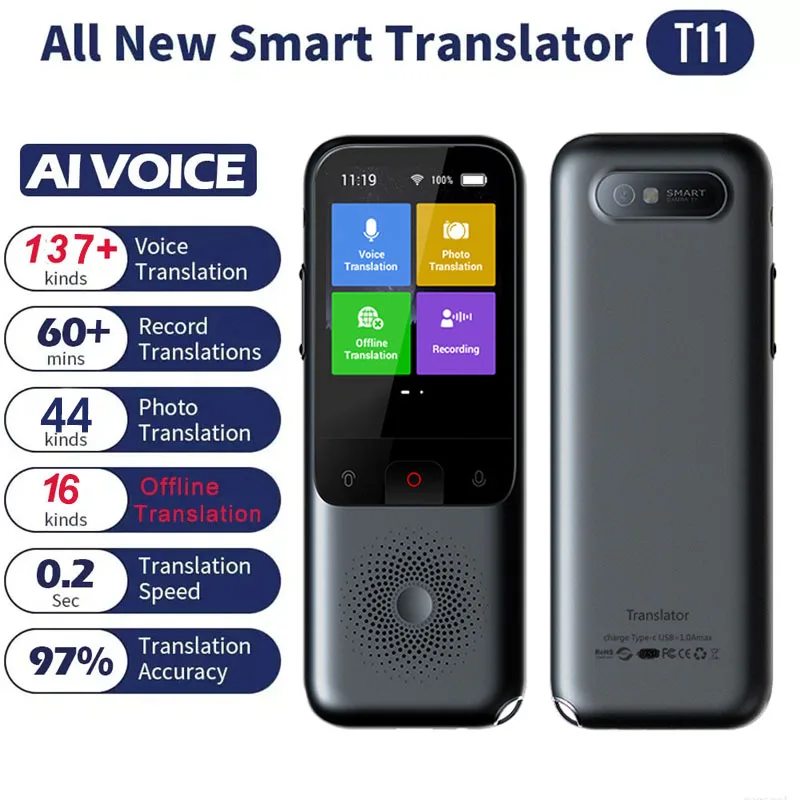 T11 Intelligent 28 Real-time Language Translator Intelligent Voice ...