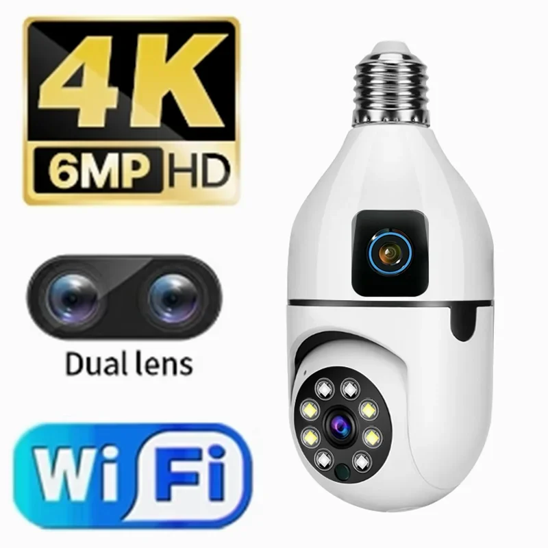 WiFi-6MP-4K-E27-Bulb-Panoramic-Camera-Dual-Lens-Indoor-Surveillance ...