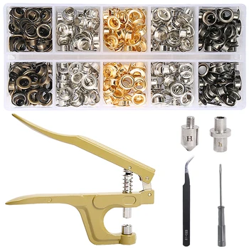Brass Eyelets with Multifunctional Pliers Kit 5mm/10mm Leather Grommet ...