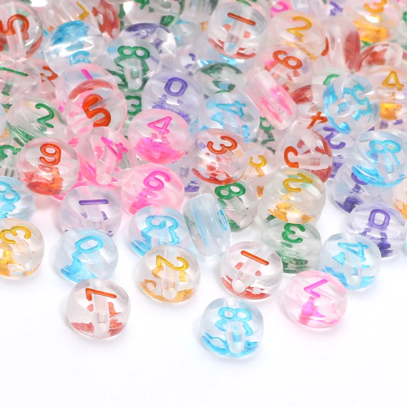 Multicolor-Digital-Beads-Flat-Round-Transparent-Acrylic-Beads-Random ...