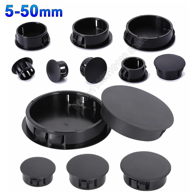 Black-White-Snap-on-Plastic-Plug-Hole-Caps-Wire-Cable-Desk-Plugs ...
