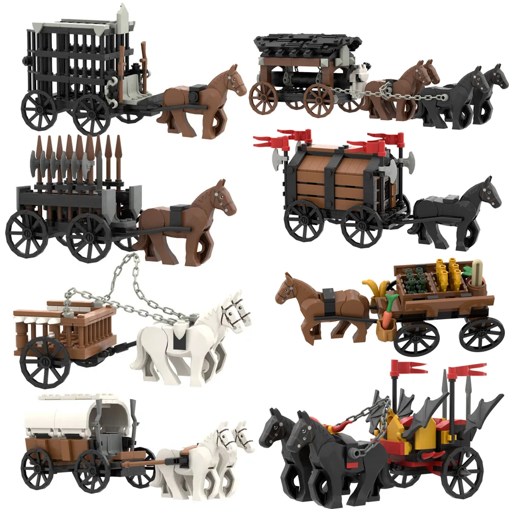 City Creativity DIY Medieval Military Knight Carriage Chariot MOC Model ...