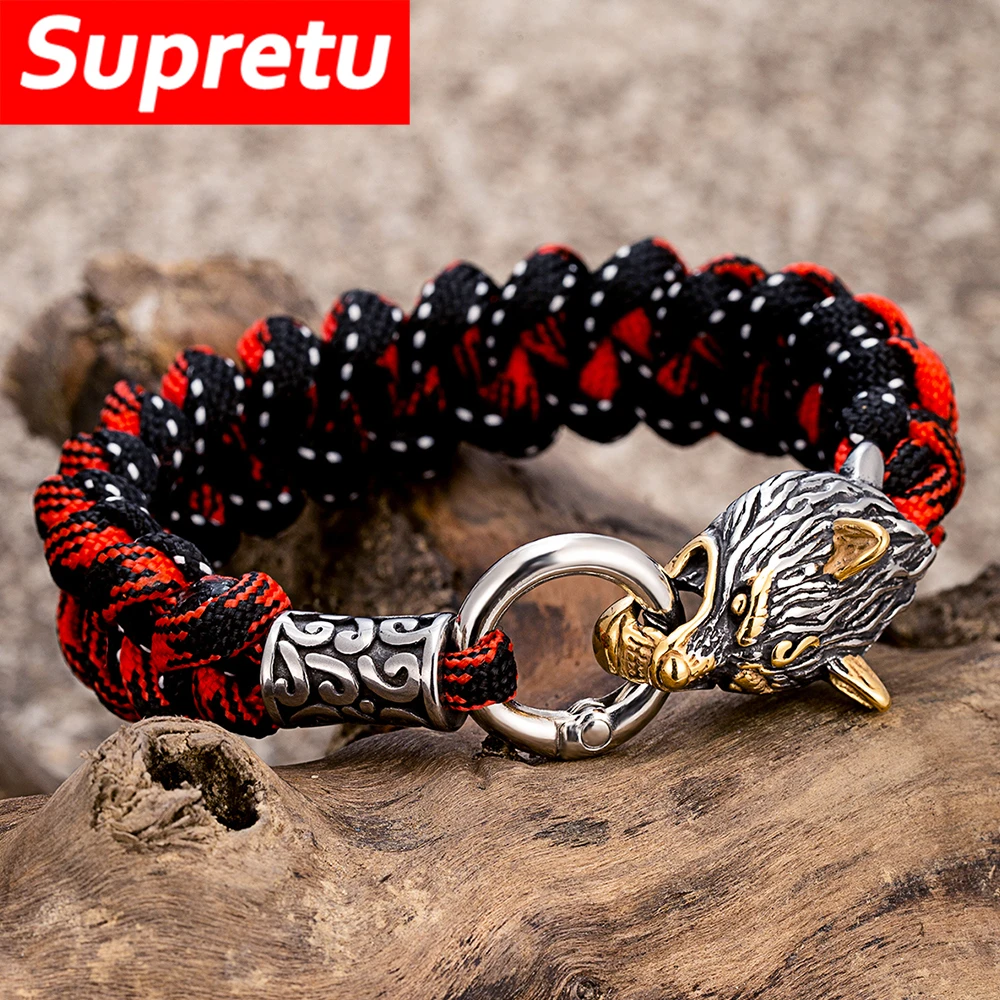 Norse-Odin-s-Wolf-Survive-Bracelet-Men-Stainless-Steel-Vintage-Vikings ...