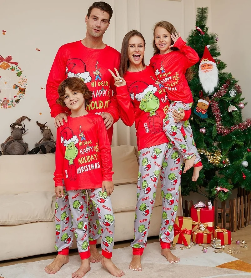 2024-Christmas-Matching-Family-Pajamas-Xmas-The-GRC-Cartoon-Print-Pjs ...