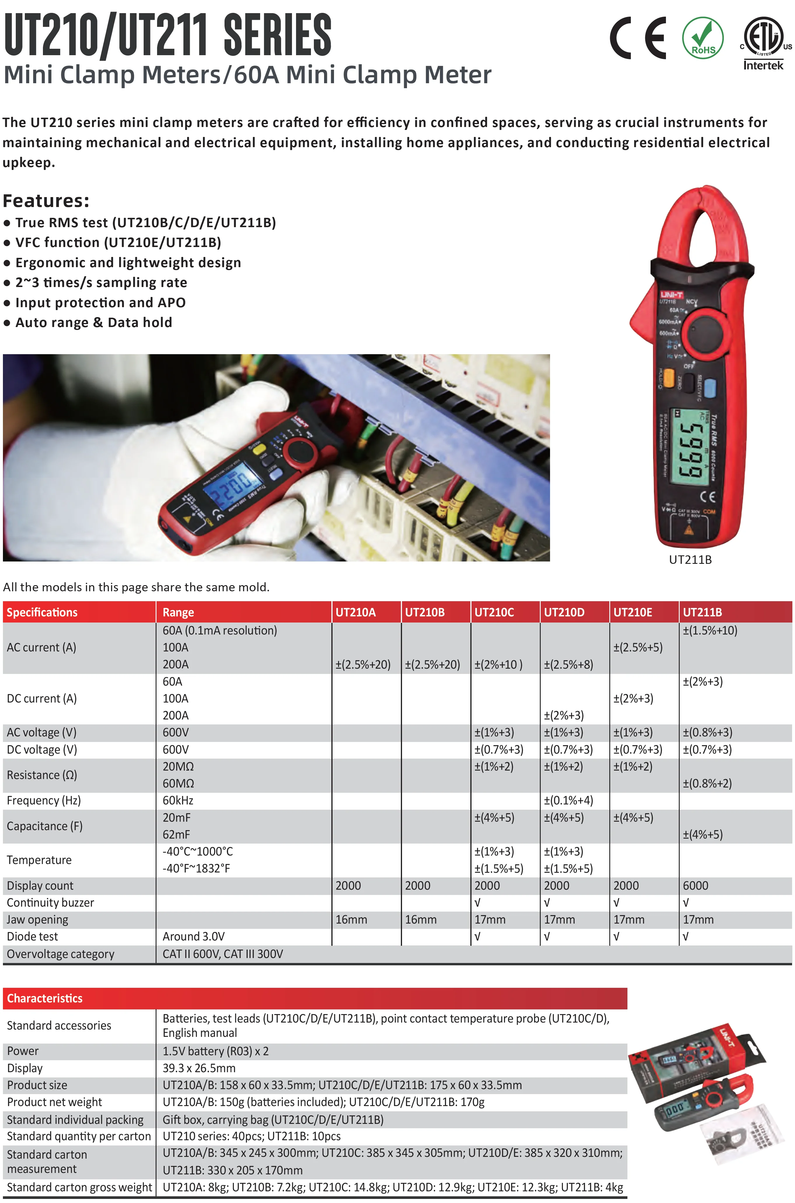 Цифровые мини-клещи UNI-T UT210 | AliExpress