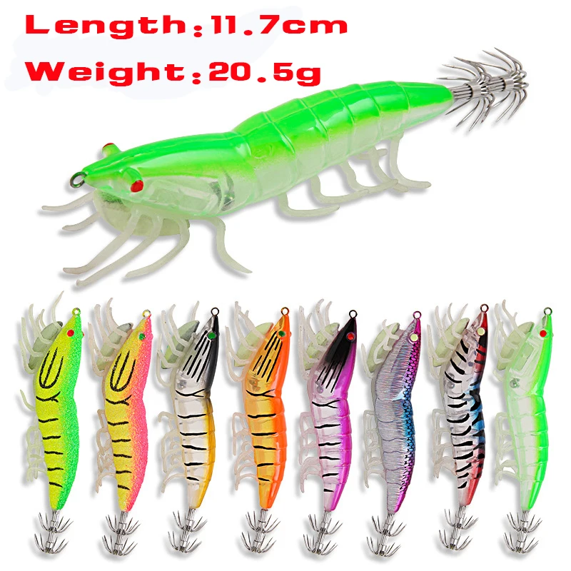 Lichtgevende-Inktvis-Jigs-Gebotteld-Explosie-Haak-Hout-Garnalen-Lokt ...