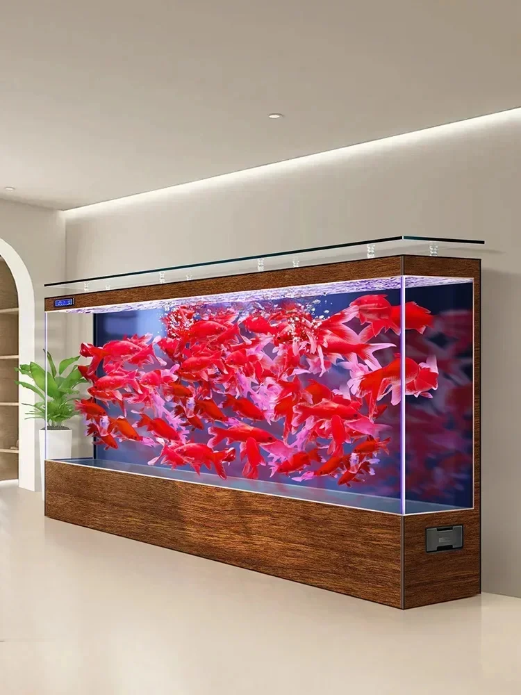 New ecological fish tank living room large ultra-white glass water-free ...
