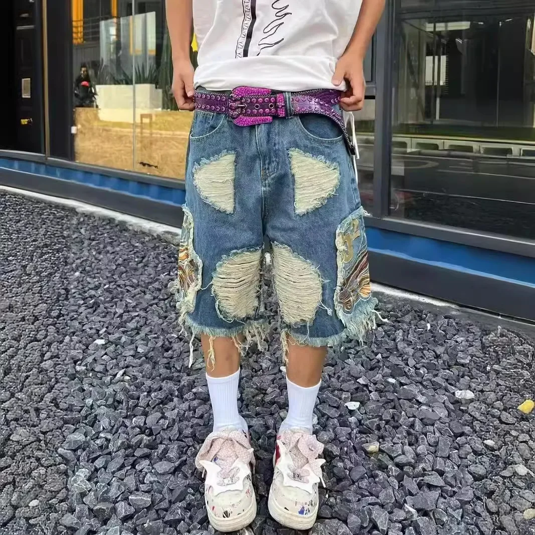 Trendy-Brand-New-Men-s-Hip-Hop-Ripped-Denim-Shorts-Loose-Fit-Summer ...