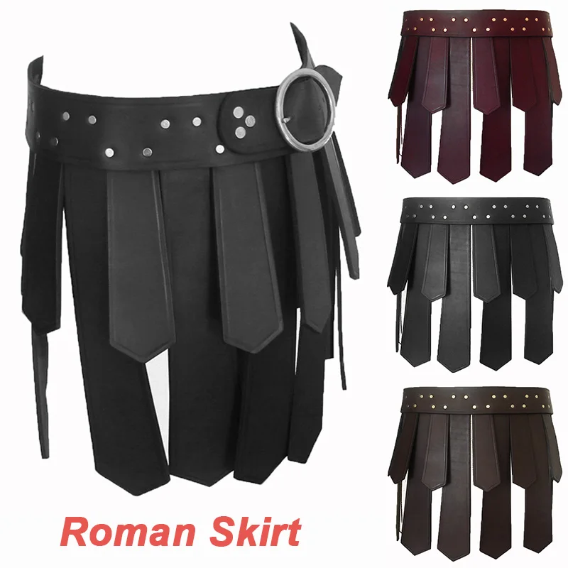 Ancient Roman Legion Gladiator Battle Belt Skirt Gothic Steampunk Pu